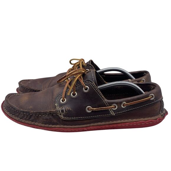 Vibram | Shoes | Quoddy Moccasin Boat Shoes Hand Sewn Vibram Sole Brown ...